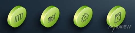 set isometric line color palette guide ui ux design website wall
