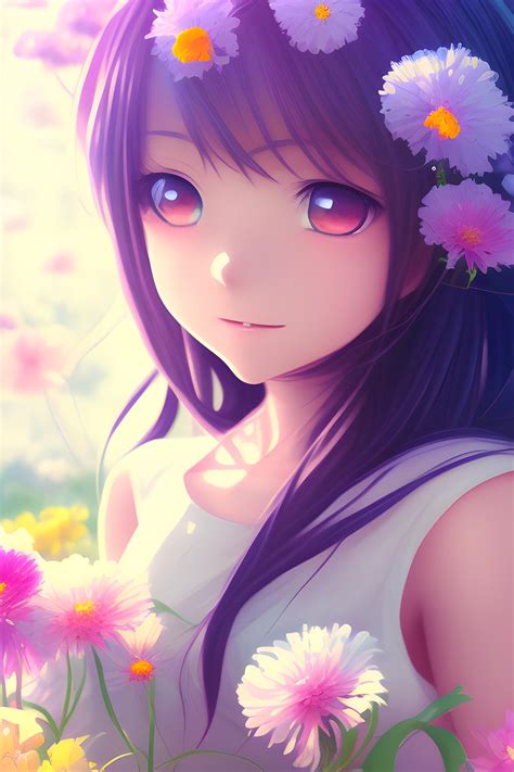 Anime Girl With Flowers Wallpapers Wallpaper Cave