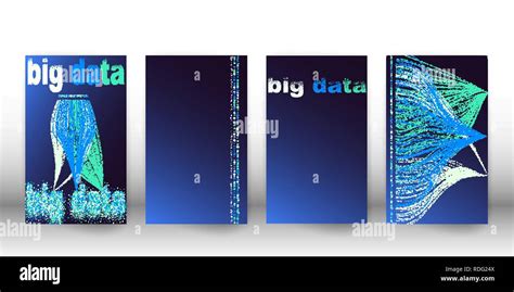 Big Data Visualization Network Cover Set Of Futuristic Infographics 3d Wave Virtual Flow