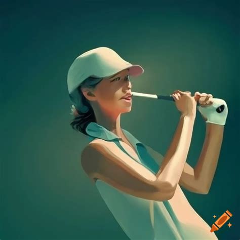 Woman playing golf on Craiyon