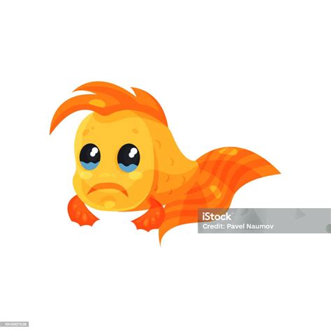 귀여운 화가 금붕어 재미 있는 물고기 만화 흰색 배경에 문자 벡터 일러스트 레이 션 귀여운에 대한 스톡 벡터 아트 및 기타 이미지 귀여운 금붕어 금색 Istock