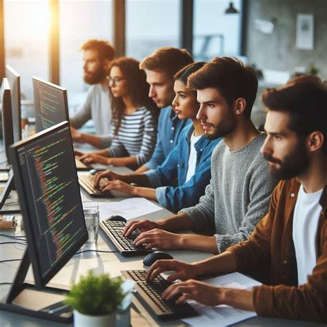 Software Engineers Collaborating On A Project Premium Ai Generated Image