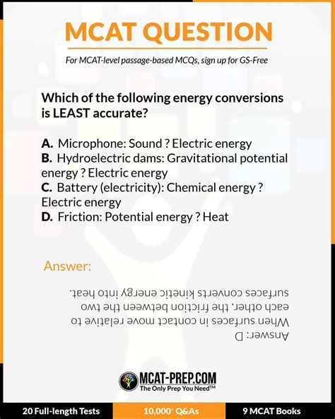 MCAT Physics Question On Energy Conversions Mcat Medical Babe Preparation Physics Questions
