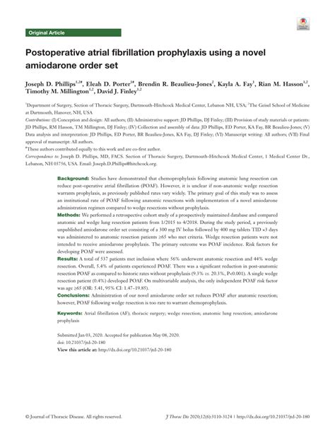 Pdf Postoperative Atrial Fibrillation Prophylaxis Using A Novel Amiodarone Order Set