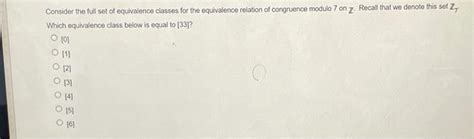 solved consider the full set of equivalence classes for the