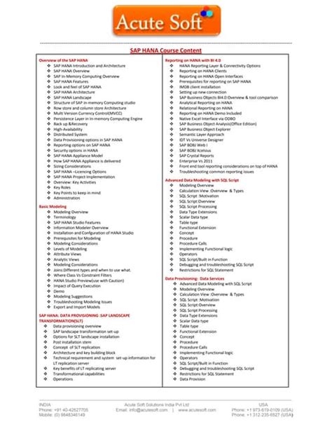 Sap Hanalearn Sap Hanasap Hana Training Pdf