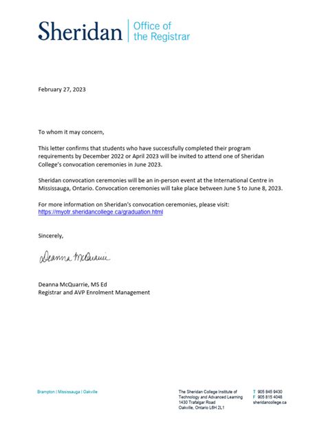 Visitor Letter Spring Convocation 2023 Pdf