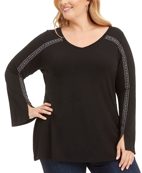 Belldini Plus Size Embellished V Neck Tunic Macys