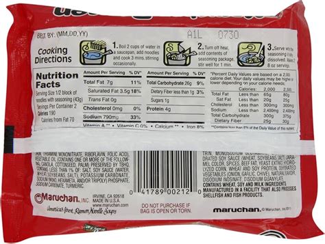 44 Ramen Noodles Nutrition Facts Label