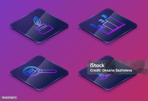 등각 투영 선 칠판 종이 클립 그래프 일정 차트 다이어그램 및 시험 또는 시험 시트를 설정합니다 파란색 사각형 버튼입니다 벡터 3차원 형태에 대한 스톡 벡터 아트 및 기타