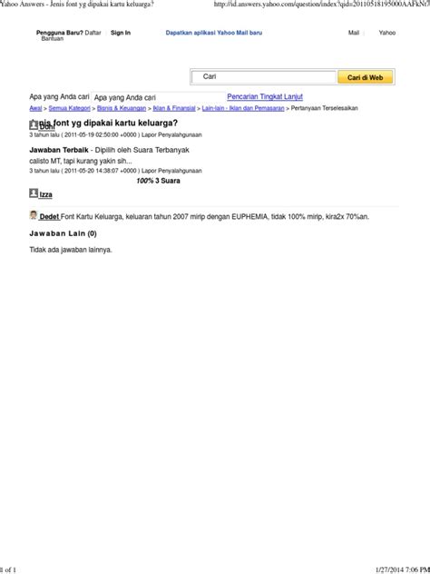 Yahoo Answers Jenis Font Yg Dipakai Kartu Keluarga Pdf