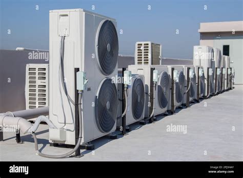 Air Condition Outdoor Unit Compressor Install Outside The Building Stock Photo Alamy