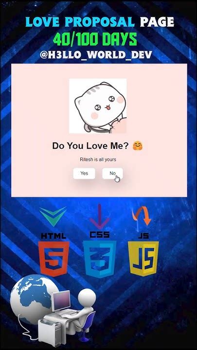 Love Proposal Using Html Css Js Days 40 100 Days Project Challenge Css Java Html