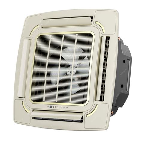 천장 카세트 에어컨 장치 천장 카세트 장치 에어컨 실내 장치 3d 렌더링 프리미엄 사진