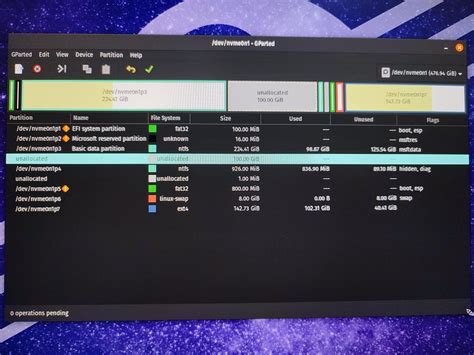 i have 4 partitions between ext4 root and unallocated space that i