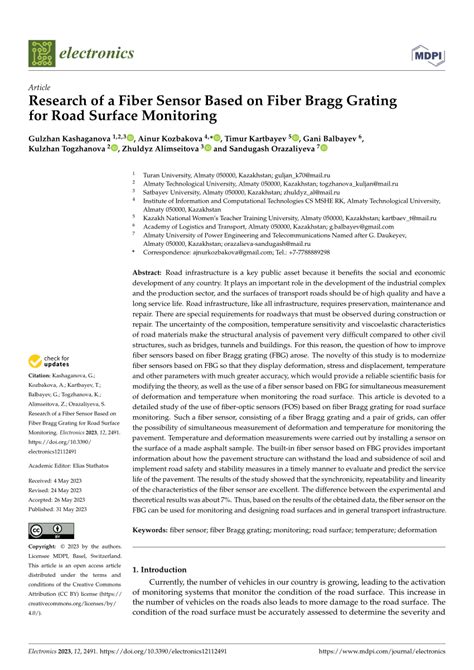 Pdf Research Of A Fiber Sensor Based On Fiber Bragg Grating For Road Surface Monitoring