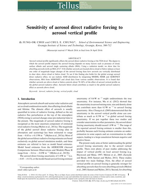 Pdf Sensitivity Of Aerosol Direct Radiative Forcing To Aerosol Vertical Profile