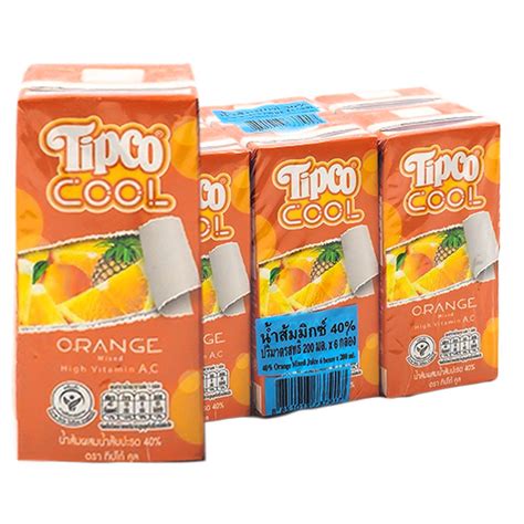 ทิปโก้ คูลฟิต ออเร้นจ์มิกซ์ น้ำส้มผสมสับปะรด 40 200 มล X 6 Makro Pro