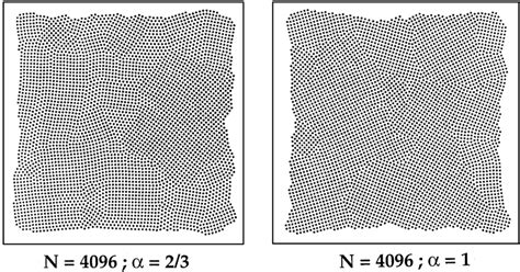 Free Standing Granular Crystallites Of 4096 Particles Interacting With