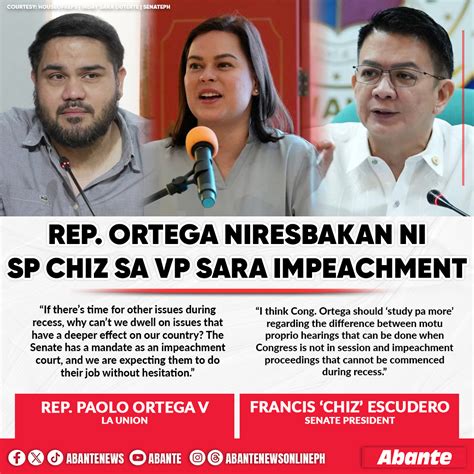 Abante News Online - Pinayuhan ni Senate President Francis ‘Chiz’ Escudero si House Deputy ...