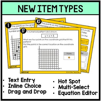 TEKS C Numerical Patterns In Coordinate Grids STAAR Task Cards