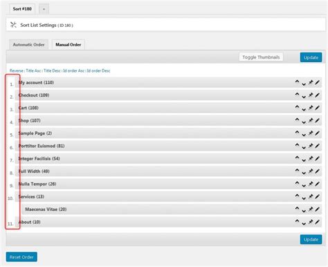 Add Numbers To Items Within The Sort List Interface
