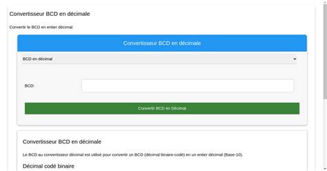 Convertisseur Bcd En Décimale Convertir Un Code Binaire Décimal En