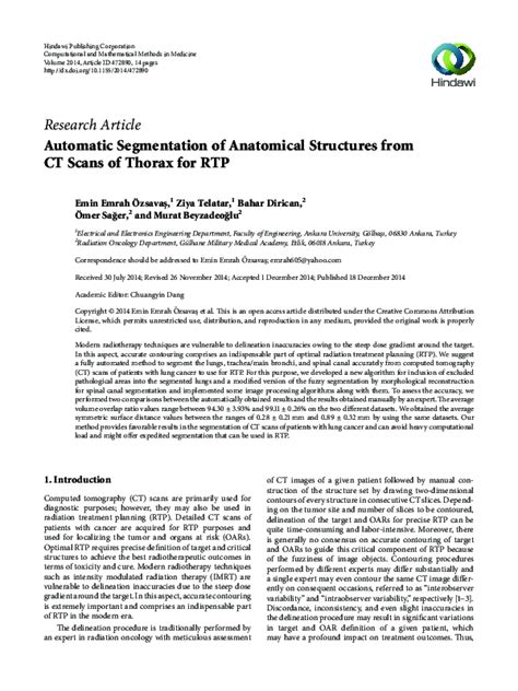 Pdf Automatic Segmentation Of Anatomical Structures From Ct Scans Of