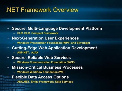 Dot Net Framework An Overview Ppt