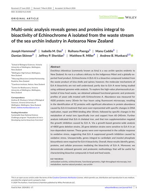 Pdf Multi‐omic Analysis Reveals Genes And Proteins Integral To