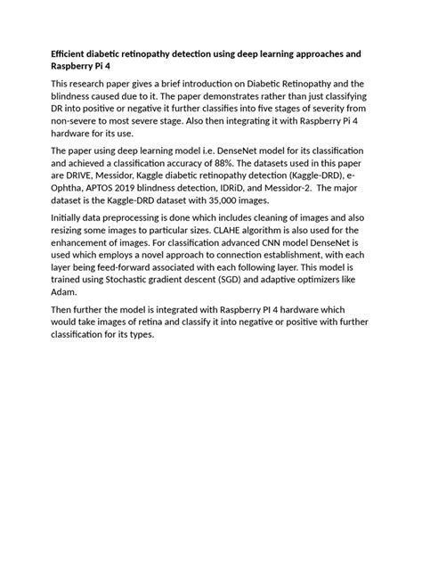 Efficient Diabetic Retinopathy Detection Using Deep Learning Approaches