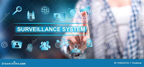 Woman Touching A Surveillance System Concept Stock Image Image Of Data Digital 194354733