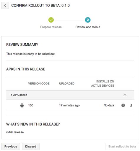 Android Start Rollout To Beta Disabled In Play Store Developer