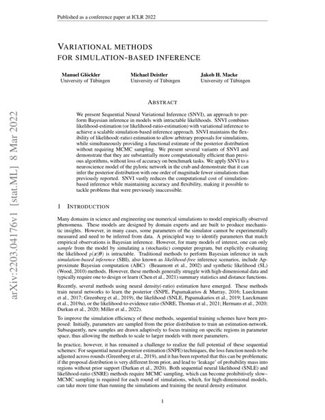 Pdf Variational Methods For Simulation Based Inference