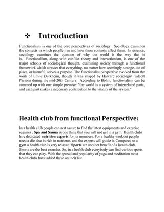 Manifest Latent Functions Of Health Club DOCX