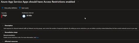 Azure App Service Apps Should Have Access Restrictions Enabled Policy Not Resolving · Issue