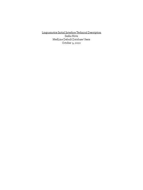 Linguamatics Initial Interface Technical Description Pdf Databases