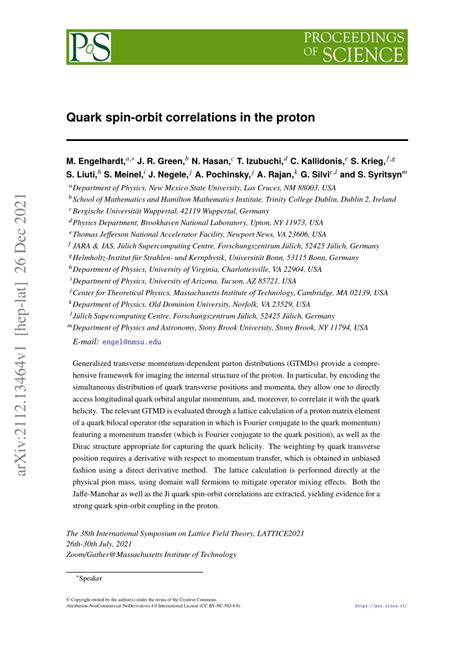 Pdf Quark Spin Orbit Correlations In The Proton