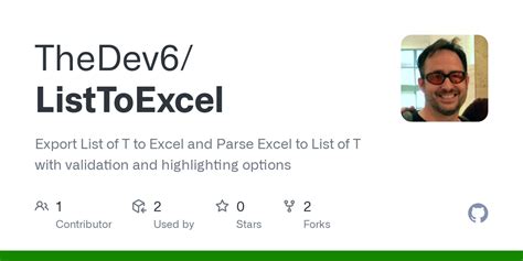 GitHub TheDev ListToExcel Export List Of T To Excel And Parse Excel To List Of T With