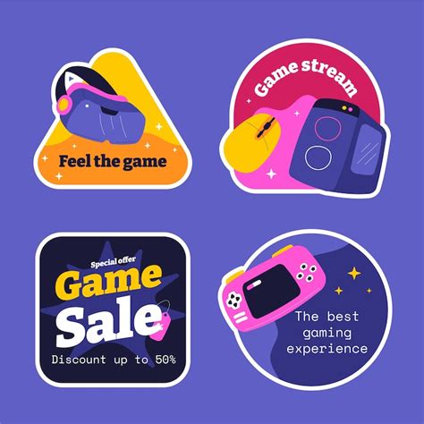 Free Vector Hand Drawn Gaming Setup Labels