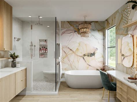 Before And After Trendy Modern Bathrooms With A Feature Wallpaper