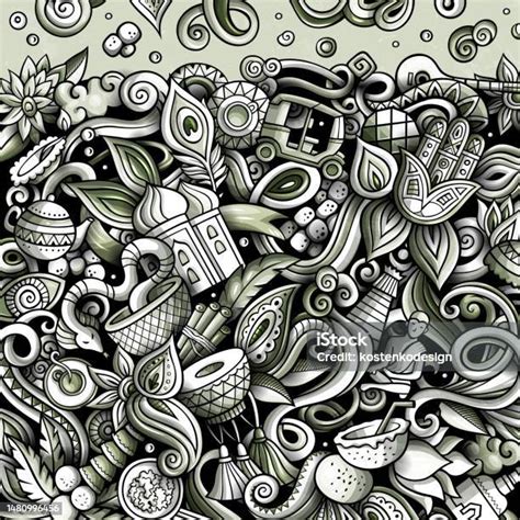 인도 손으로 그린 벡터 낙서 그림입니다 인도 프레임 카드 디자인입니다 3차원 형태에 대한 스톡 벡터 아트 및 기타 이미지 3차원 형태 Mahal Palace