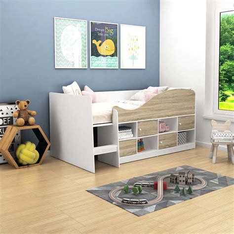 Buy Kinder 90x190 Cabin Bed With Storage White And Sonoma Oak With 2 Year