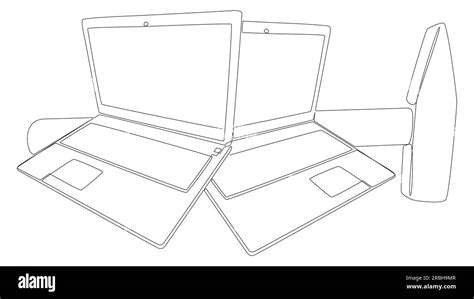 One Continuous Line Of Laptop With Hammer Thin Line Illustration Vector Concept Contour