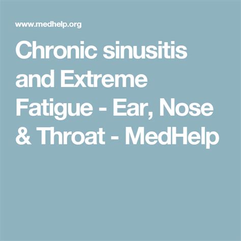 Extreme Fatigue Sinus Infection At Lachlan Ricardo Blog
