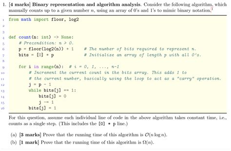 Solved Marks Binary Representation And Algorithm Chegg