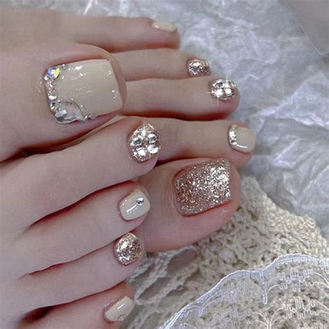 Silver Chrome Press On Toes Nails Short Fake Toenails