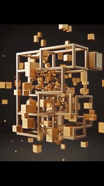 Premium Photo Vibrant Yellow 3d Cubes In Abstract Motion On Dark