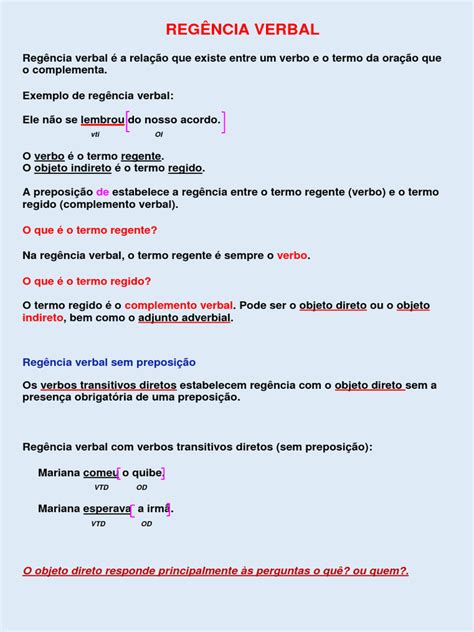 Regência Verbal 8 Ano Pdf