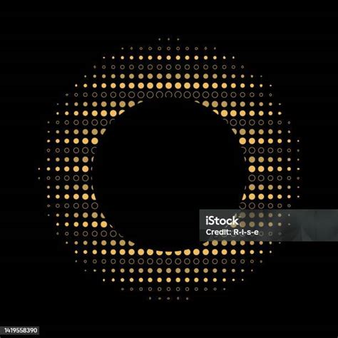 골든 더스트 도트 서클 프레임 검은 색에 점과 반짝임이있는 추상적 인 반짝이 배경 텍스트 공간 복사 0명에 대한 스톡 벡터 아트 및 기타 이미지 Istock